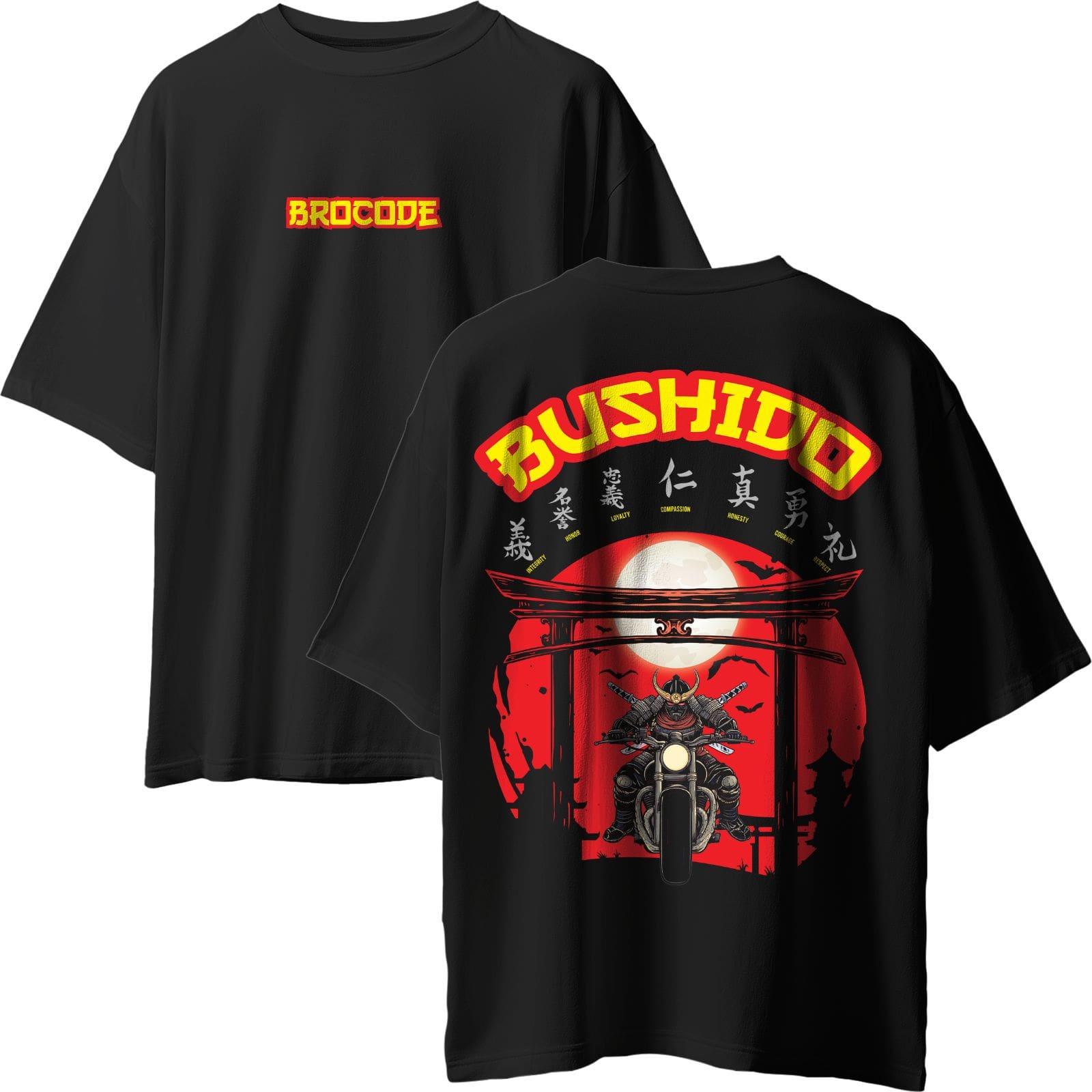 Chris Cross Biker BroCode Oversized T-Shirt: Samurai Spirit